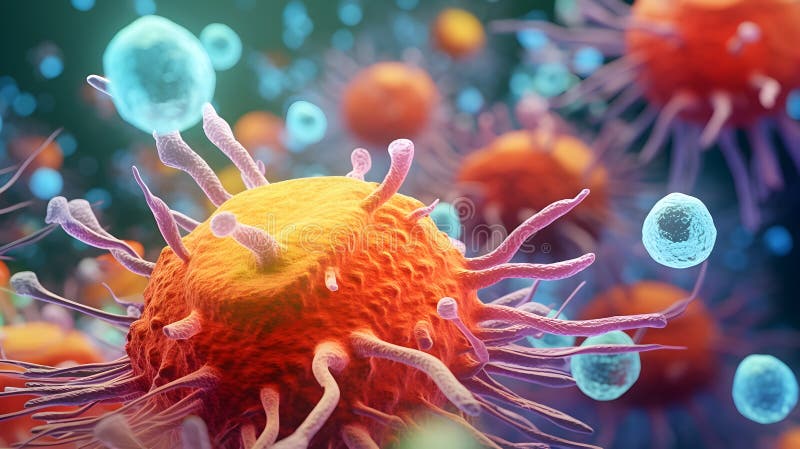 Virus Cells Under Microscope, Ultra Realistic Stock Photo - Image of ...