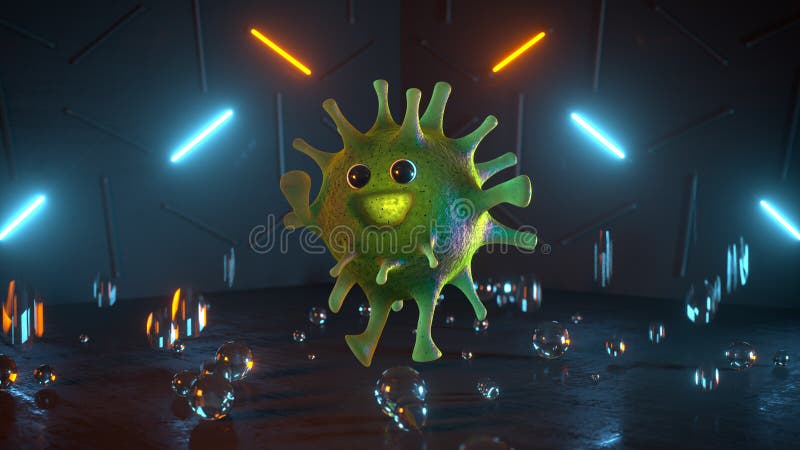 Virus Character is Dancing 3D Rendering Stock Illustration ...