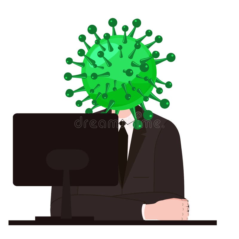 Virus Character, Human Body Head Virus, Character Witn Computer ...