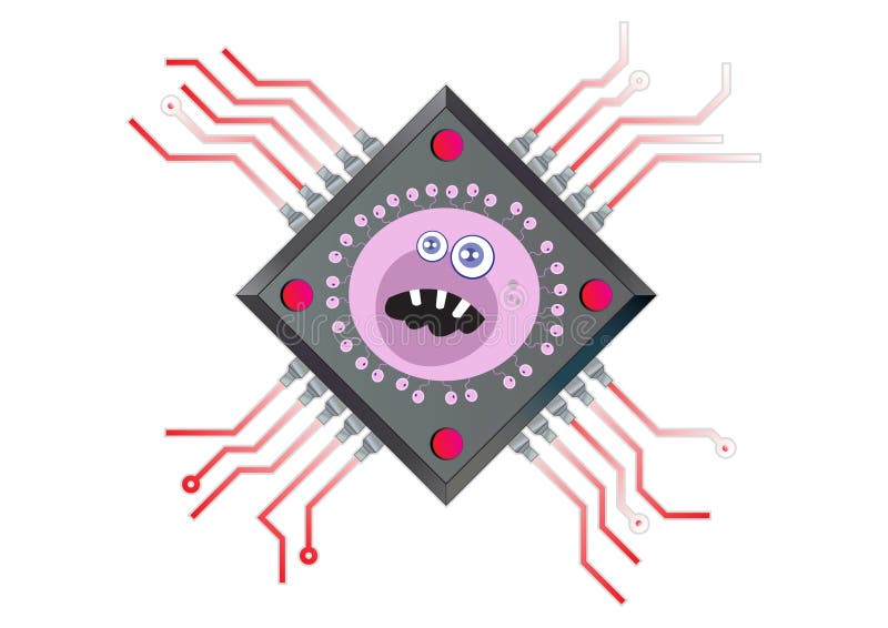 Virus Computer Chip Illustration Stock Illustration - Illustration of ...