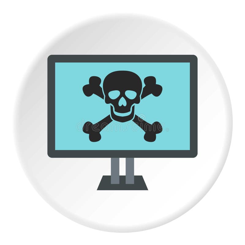 Virus on Computer Icon, Flat Style Stock Vector - Illustration of ...
