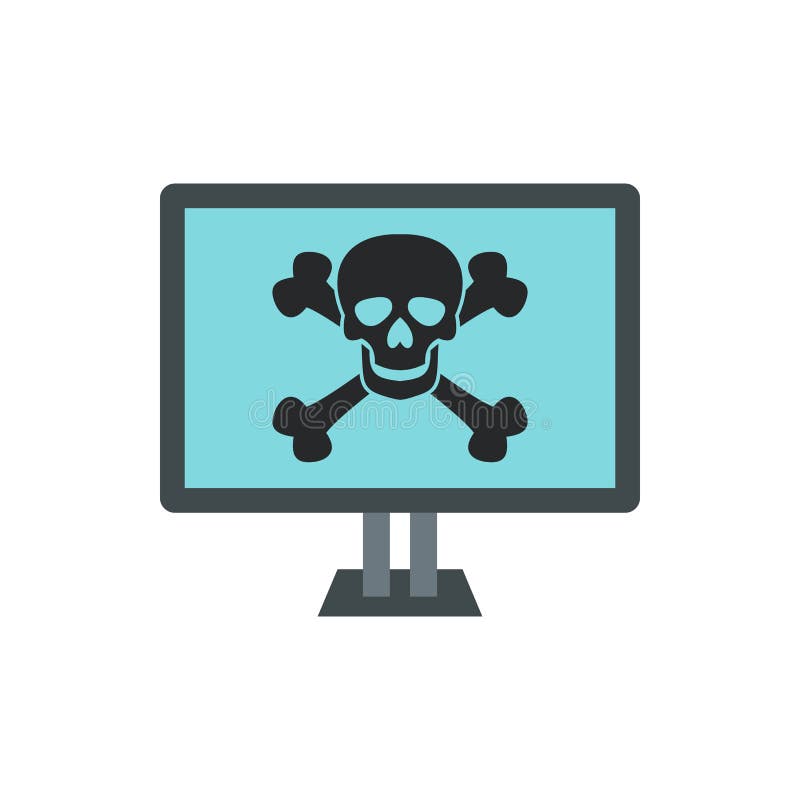Virus on Computer Icon, Flat Style Stock Vector - Illustration of data ...