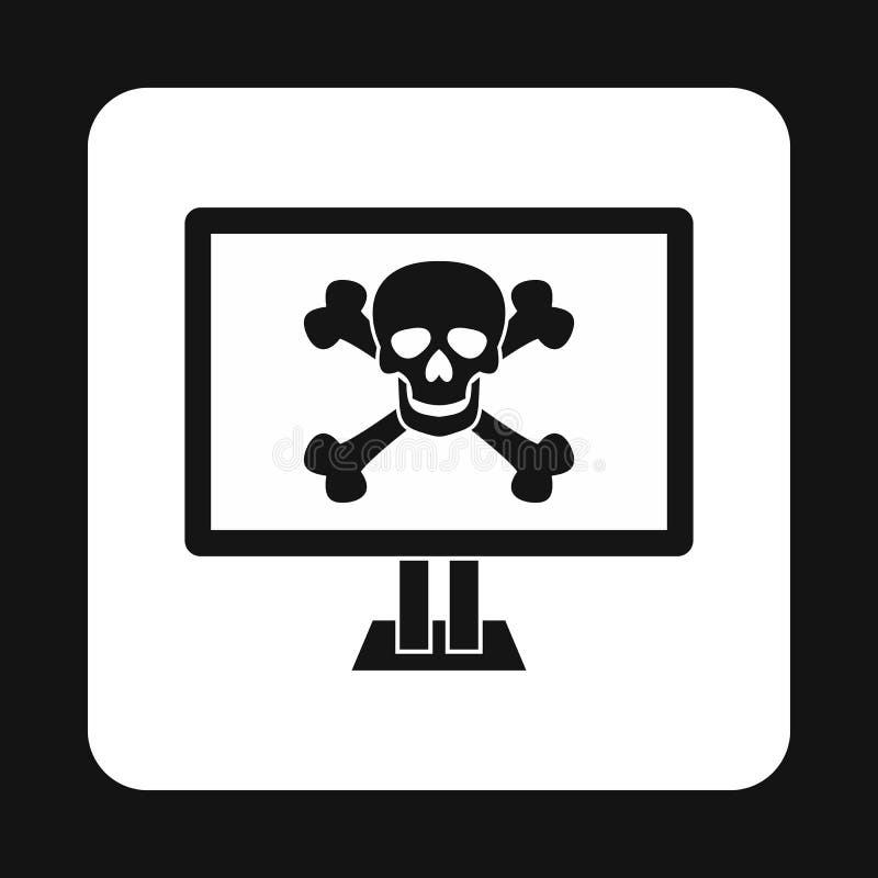 Virus on Computer Icon, Simple Style Stock Vector - Illustration of ...