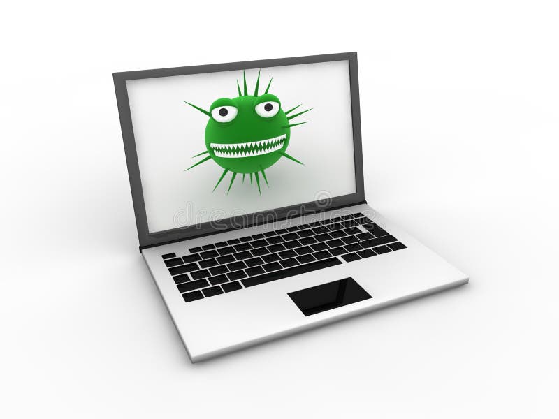 Cartoon Computer Bug Virus Attack Stock Vector - Illustration of ...