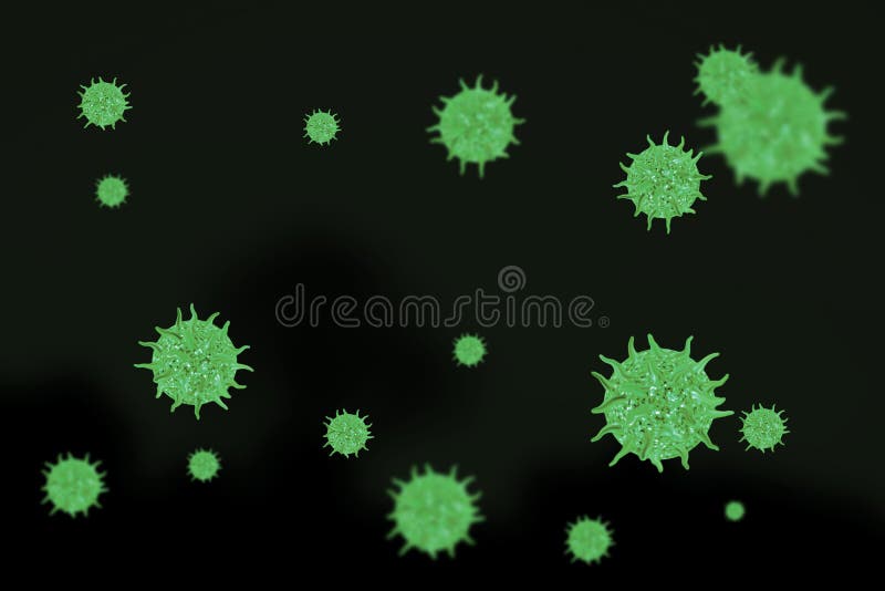 Virus Covid Ball Light Green Was Floating in the Air Stock Illustration ...