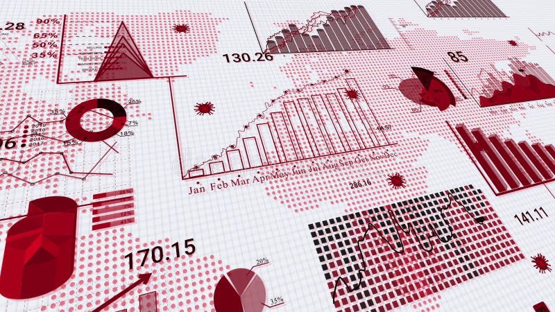 Virus Covid 19 or Monkeypox with Red Graphs and Charts. Business Data ...