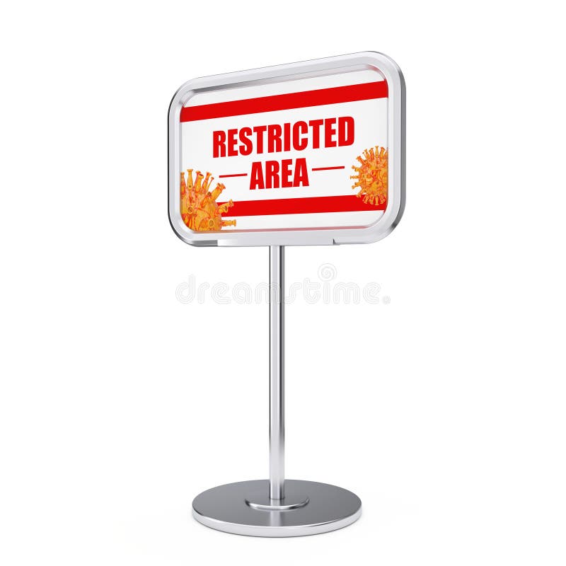 Virus COVID-19 Restricted Area Info Stand. 3d Rendering Stock ...