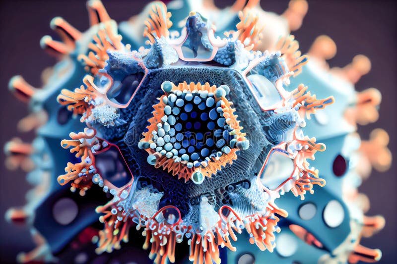 Virus 3d Illustration. Macro Shot Stock Illustration - Illustration of ...