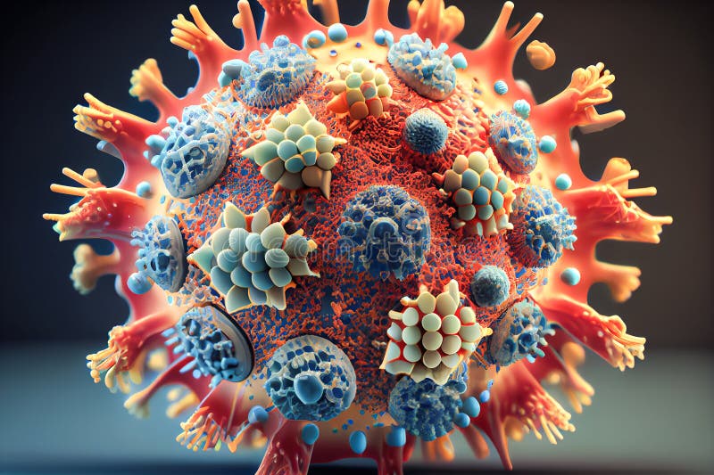 Virus 3d Illustration. Macro Shot Stock Illustration - Illustration of ...
