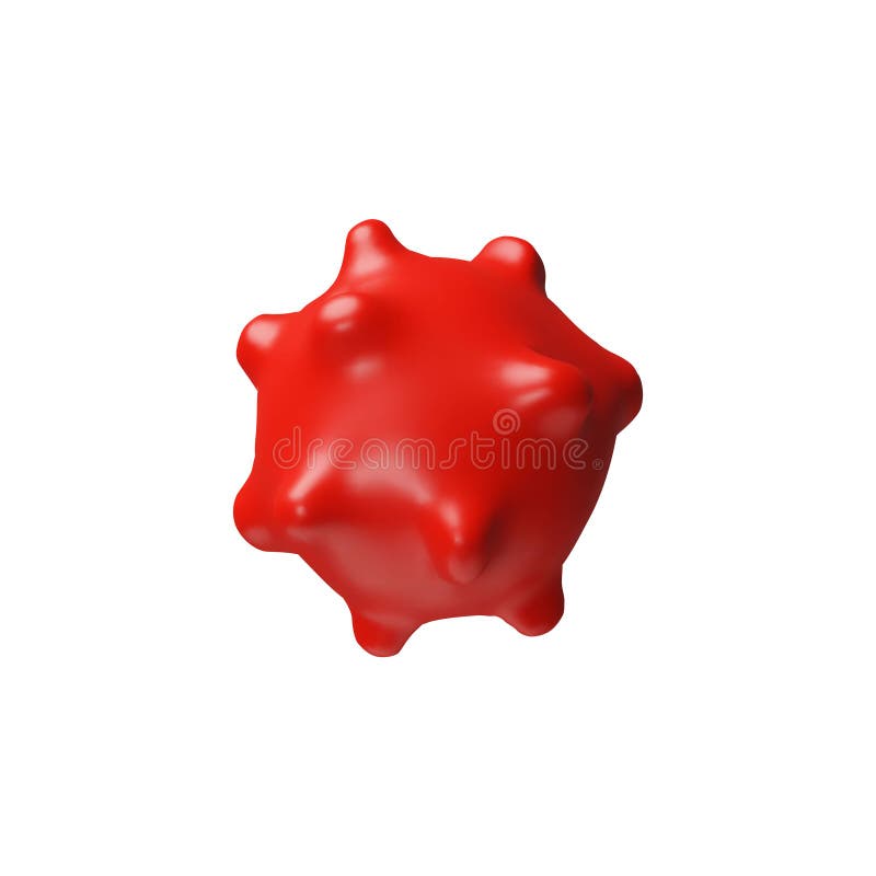 Virus 3D Vector Icon, Cartoon Red Bacterium Molecule, Viral or Germ ...