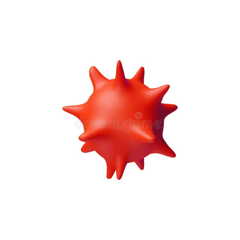 Virus 3D Vector Icon, Red Bacterium Molecule, Viral or Germ Cell ...
