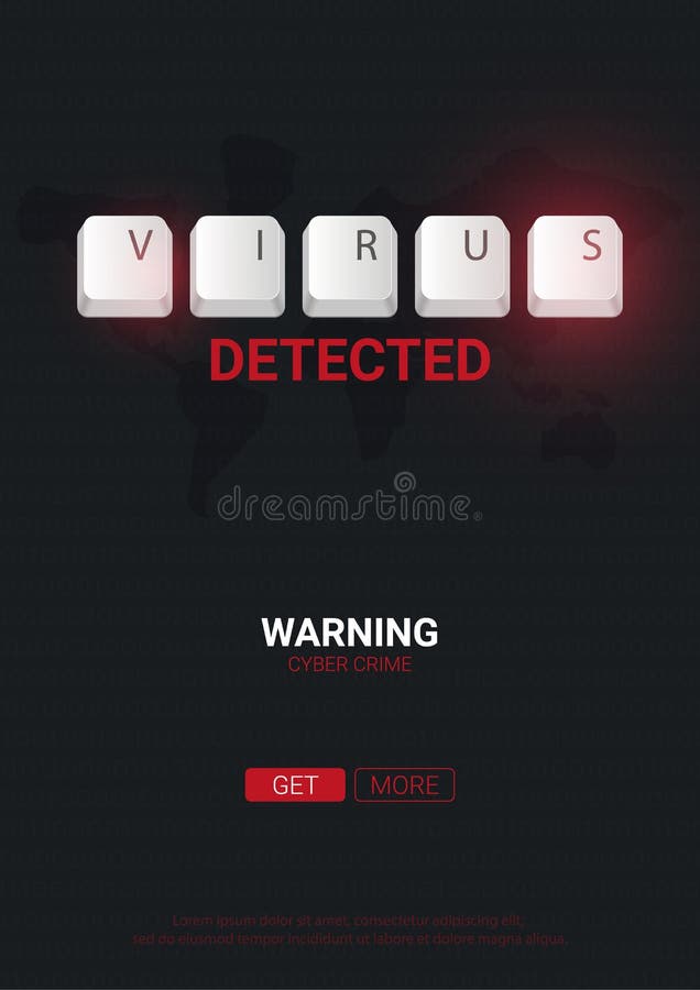 Virus Detected Banner with Keyboard Buttons. Vector Illustration. Stock ...
