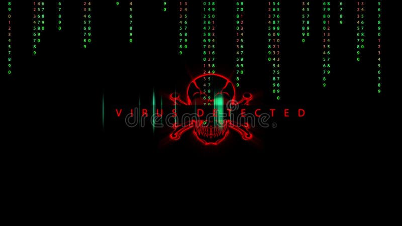 Virus Detected Text Reveal Over Matrix Binary Codey. Internet, Virus, Data Breach, Malicious ...