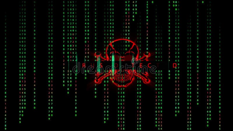 Virus Detected Text Reveal Over Matrix Binary Codey. Internet, Virus, Data Breach, Malicious ...