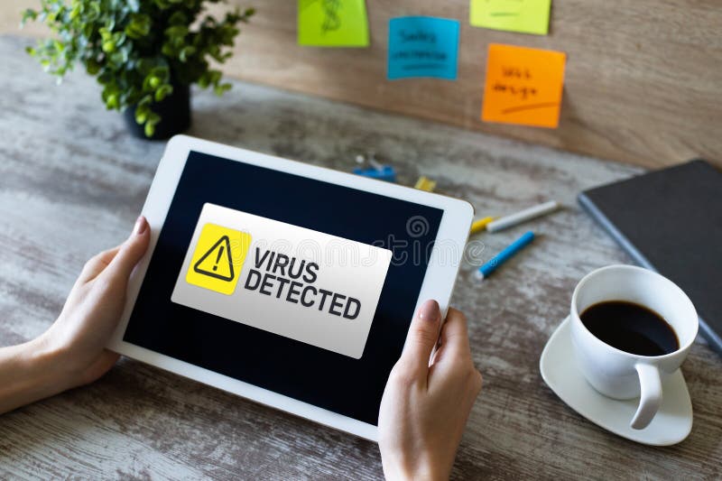Virus Detected Warning Message on Screen. Cyber Security Breach. Data ...