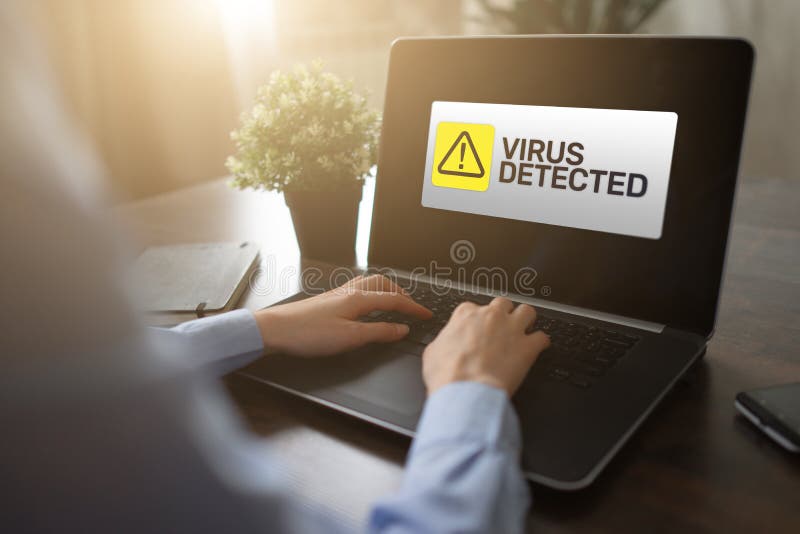 Virus Detected Warning Message on Screen. Cyber Security Breach. Data ...