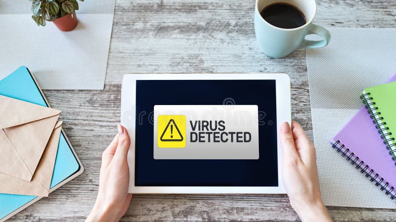 Virus Detected Warning Message on Screen. Cyber Security Breach. Data ...