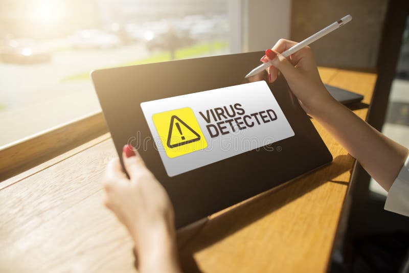 Virus Detected Warning Message on Screen. Cyber Security Breach. Data ...