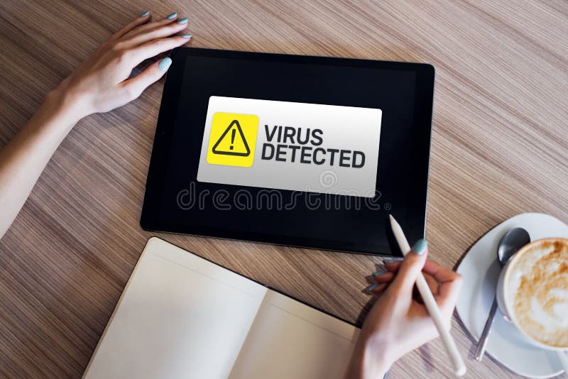 Virus Detected Warning Message on Screen. Cyber Security Breach Stock ...