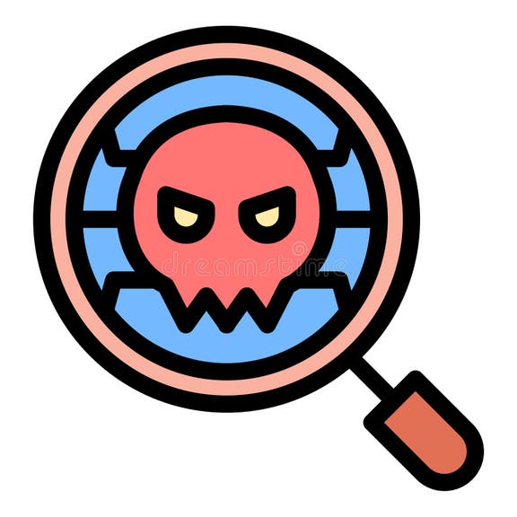 Virus Detection Icon in Flat Line Style Representing Cybersecurity Threat Identification and ...