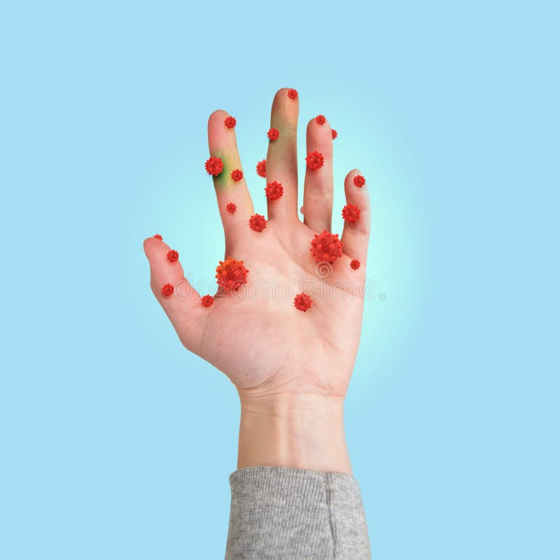 Virus Dirty Hand with Germs Stock Photo - Image of microscopic, concept ...