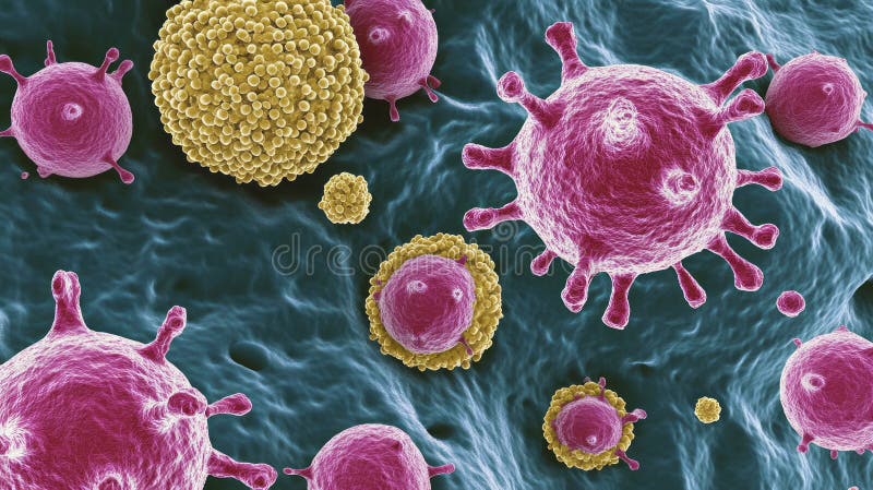 Virus Disease X Cells. Microscope Slide Stock Image - Image of fruit ...