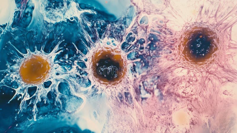 Virus Disease X Cells. Microscope Slide Stock Image - Image of drawing ...