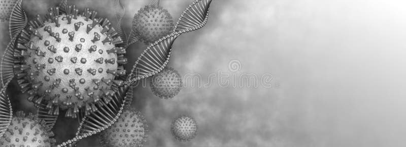 Virus and DNA Molecule. 3d Rendered Illustration. Stock Illustration ...
