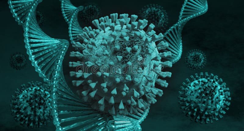 Virus and DNA Molecule. 3d Rendered Illustration. Stock Illustration ...