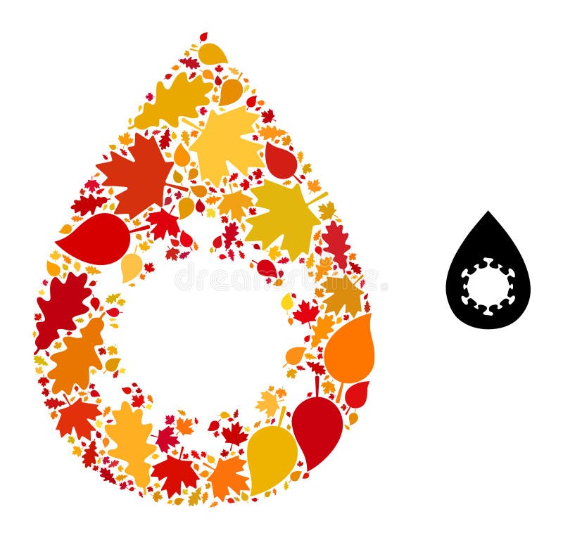 Virus Drop Autumn Collage Icon with Fall Leaves Stock Illustration ...