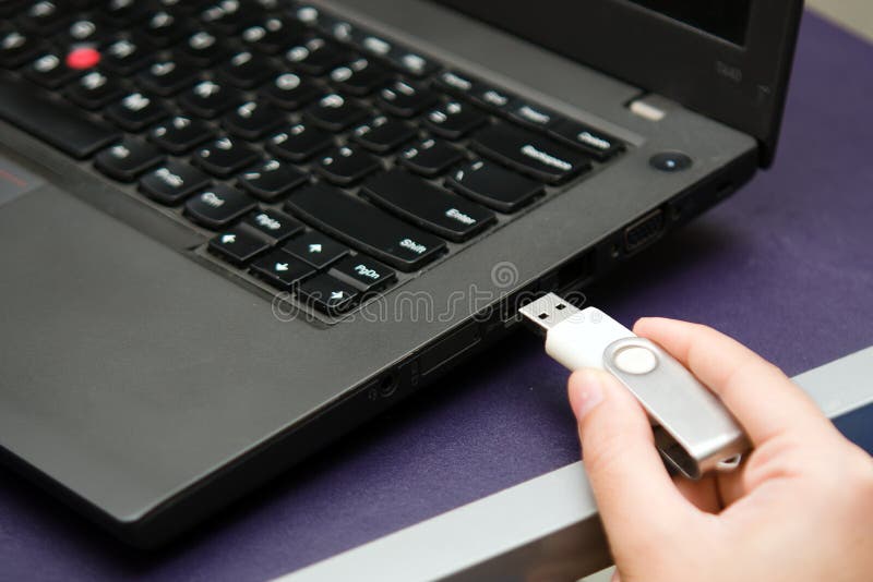 It Virus Enter Laptop Computer Via USB Thumb Drive or USB Stick Stock ...