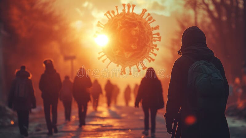 Virus epidemic in the city stock illustration. Illustration of sars ...