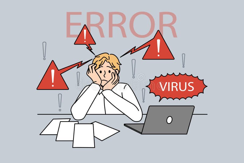 Virus and Error in Laptop Concept Stock Vector - Illustration of stress ...