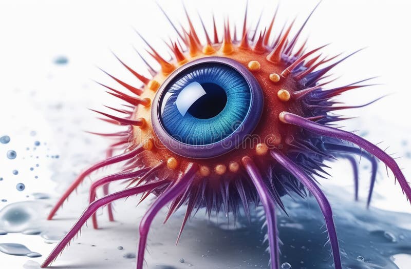 Virus with an Eye on a White Background Stock Illustration ...
