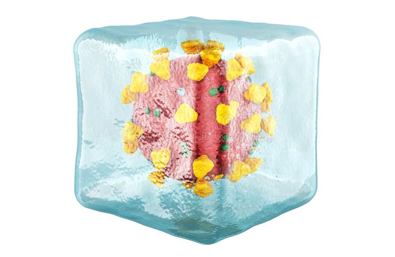 Virus Frozen in Ice Cube, 3D Rendering Stock Illustration ...