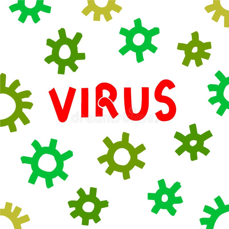 Virus Hand Drawn Vector Lettering with Decorative Elements in Cartoon ...