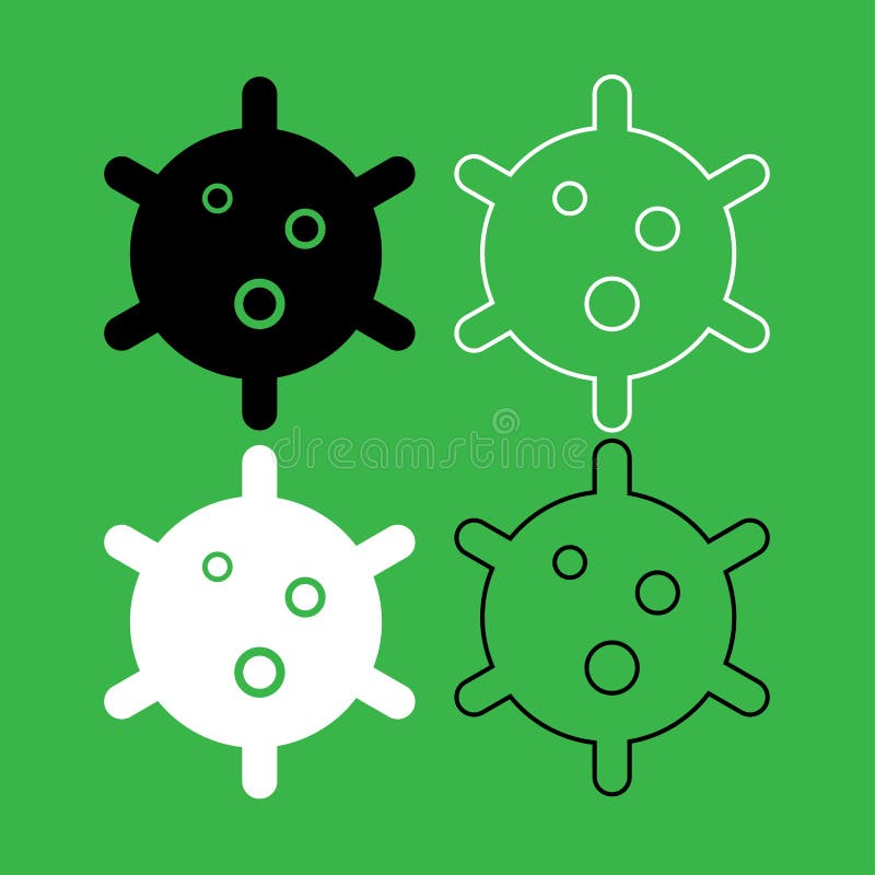 Virus Icon Black and White Color Set Stock Vector - Illustration of ...