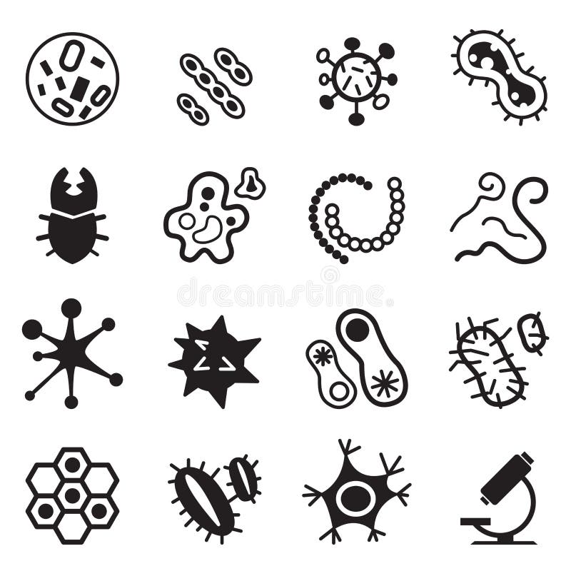 Virus Icon Set. Included Icons As Colony of Bacteria, Bacteria ...