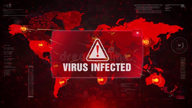 Virus Infected Alert Warning Attack on Screen World Map. Stock Footage ...