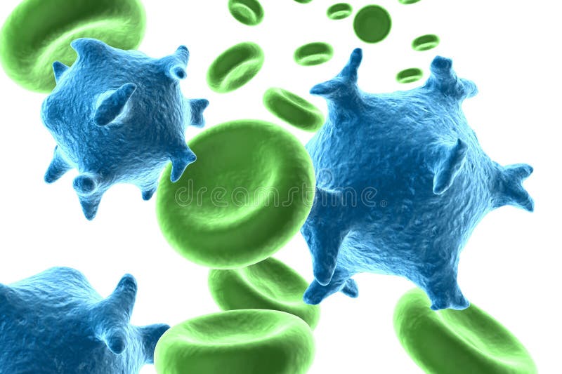 Virus infected blood cells stock illustration. Illustration of ...
