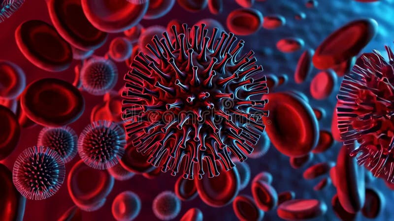 Virus Infecting Blood Cells Under Microscope Stock Video - Video of ...