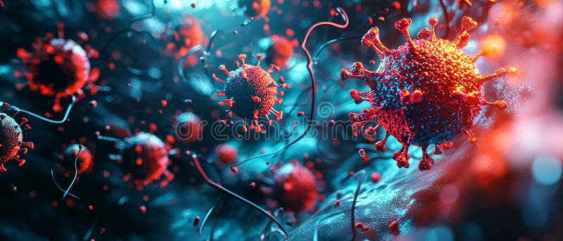 Virus Infection in Plasma with Detailed 3D Microscope Illustration ...