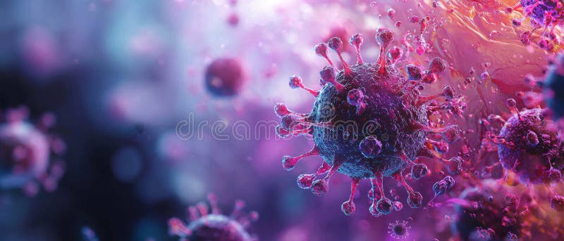 Virus Infection in Plasma with Detailed 3D Microscope Illustration ...