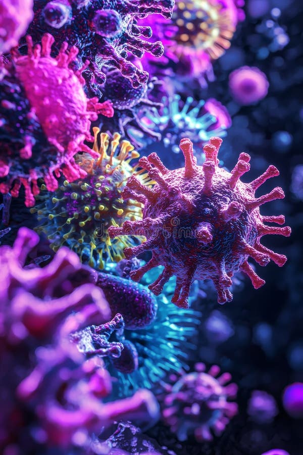 Virus Infection in Plasma with Detailed 3D Microscope Illustration ...