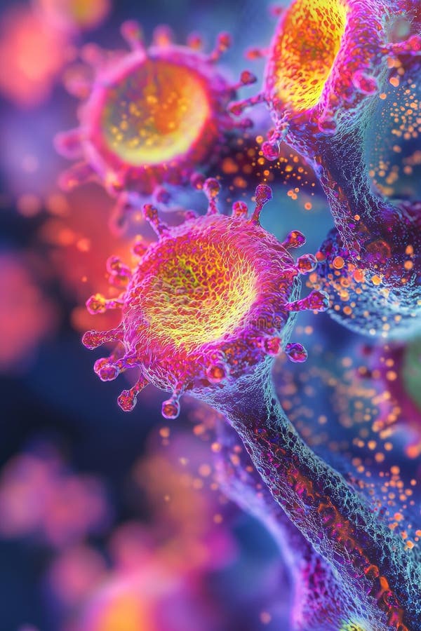 Virus Infection in Plasma with Detailed 3D Microscope Illustration ...