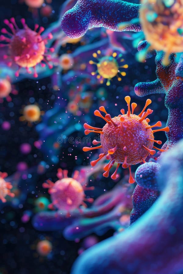 Virus Infection in Plasma with Detailed 3D Microscope Illustration ...