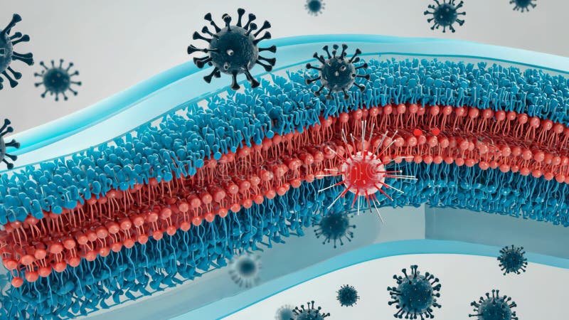 Virus Infection Process - 3D Render of Cells and Pathogens for ...