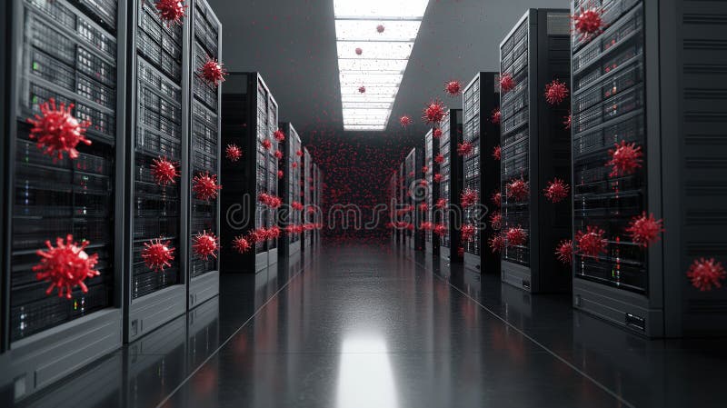 Virus Infiltration in Data Center GenerativeAI Stock Illustration ...