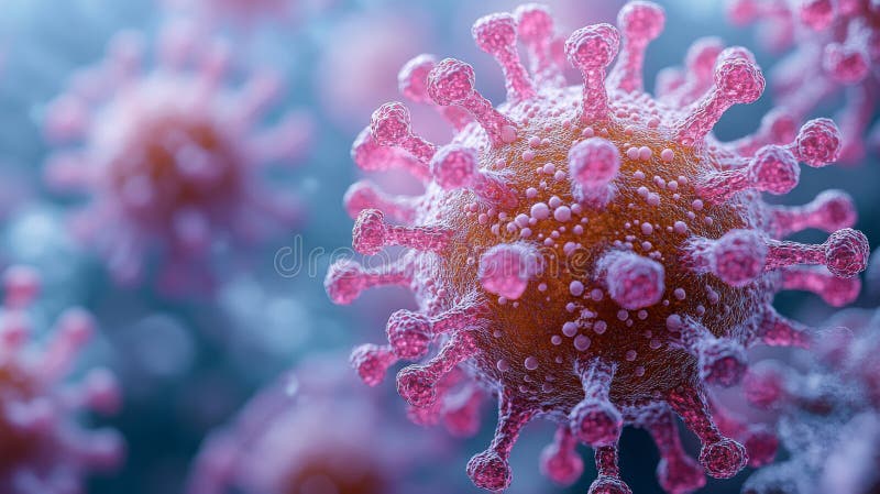 Virus Interacting with a Host Cell, Showcasing the Process of ...