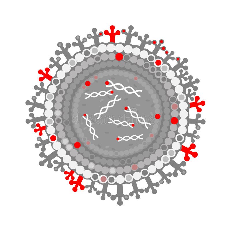 Virus, an Isolated Viral Molecule,grey, White and Red Colors Stock ...